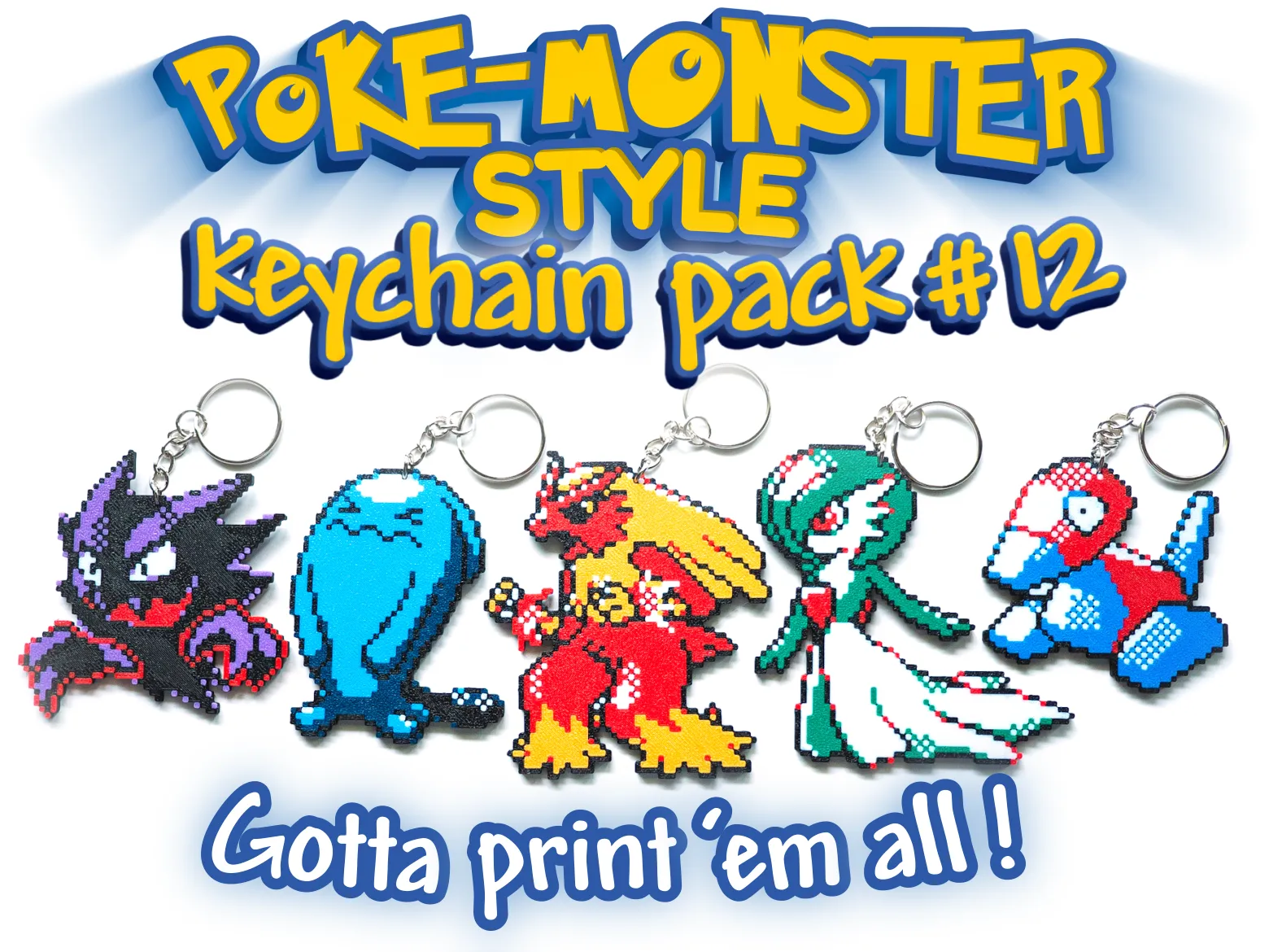 Poke-monster Keychain Pack #8 Eevee Evolutions #2 by Powerpill.prints ...