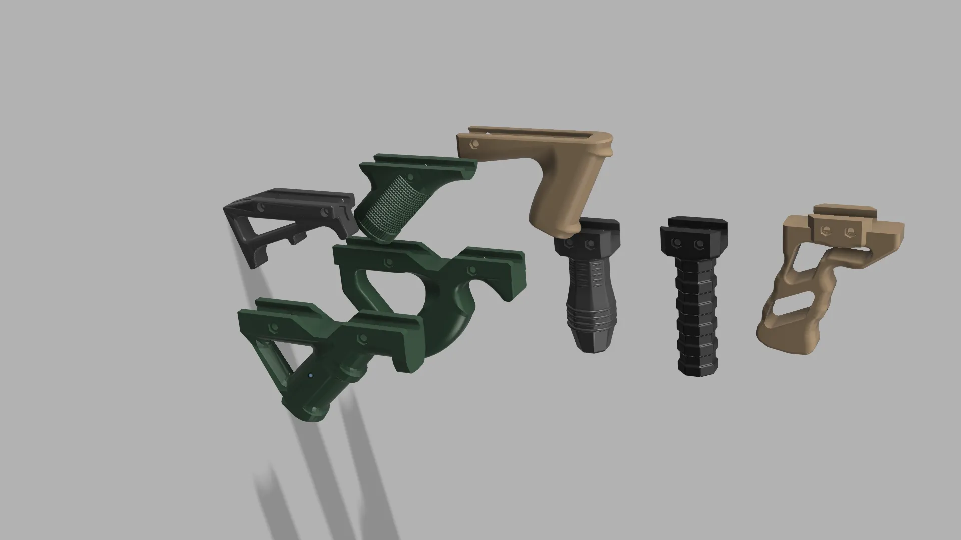 Eight Picatinny Toy Gun grips八款玩具枪皮卡丁尼握把 by 补补觉去 MakerWorld: Download ...