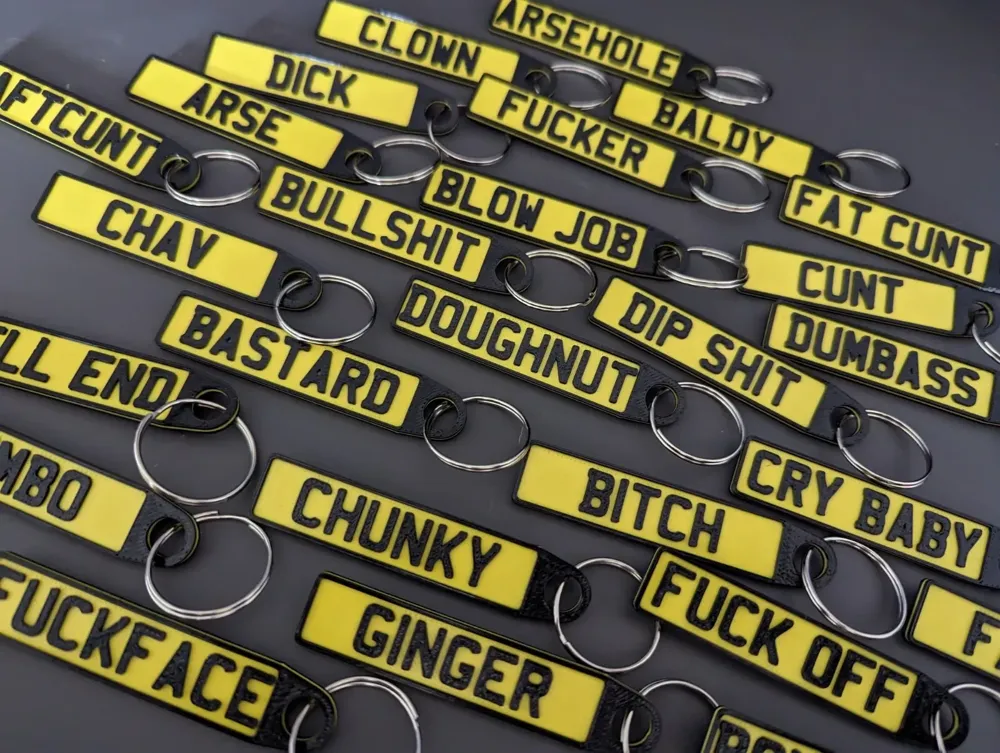 Rude Number Plate Keyrings UK by vddcofficialhq - MakerWorld