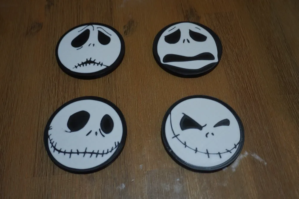 Jack Skellington coaster set with holder by Boocrewteam MakerWorld ...