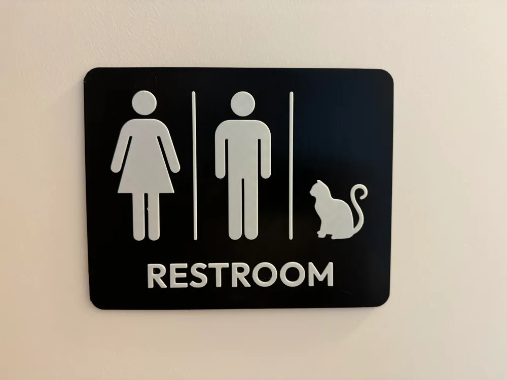 People and cats bathroom sign by Abe - MakerWorld