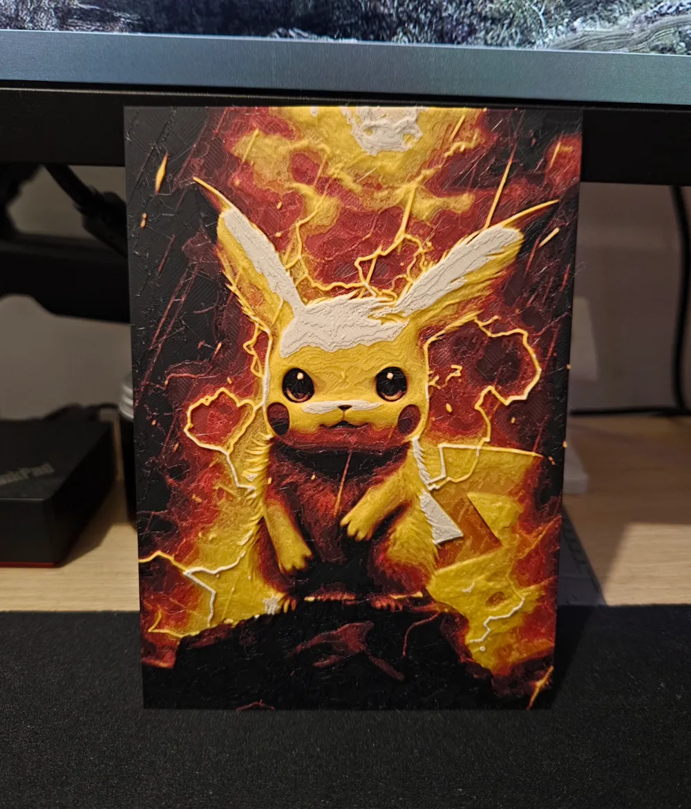 Pikachu Thunder Picture Hueforge by kzmrczak MakerWorld: Download Free ...