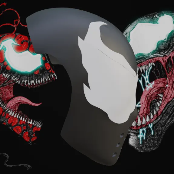 Venom Inspired face shell - Free 3D Print Model - MakerWorld