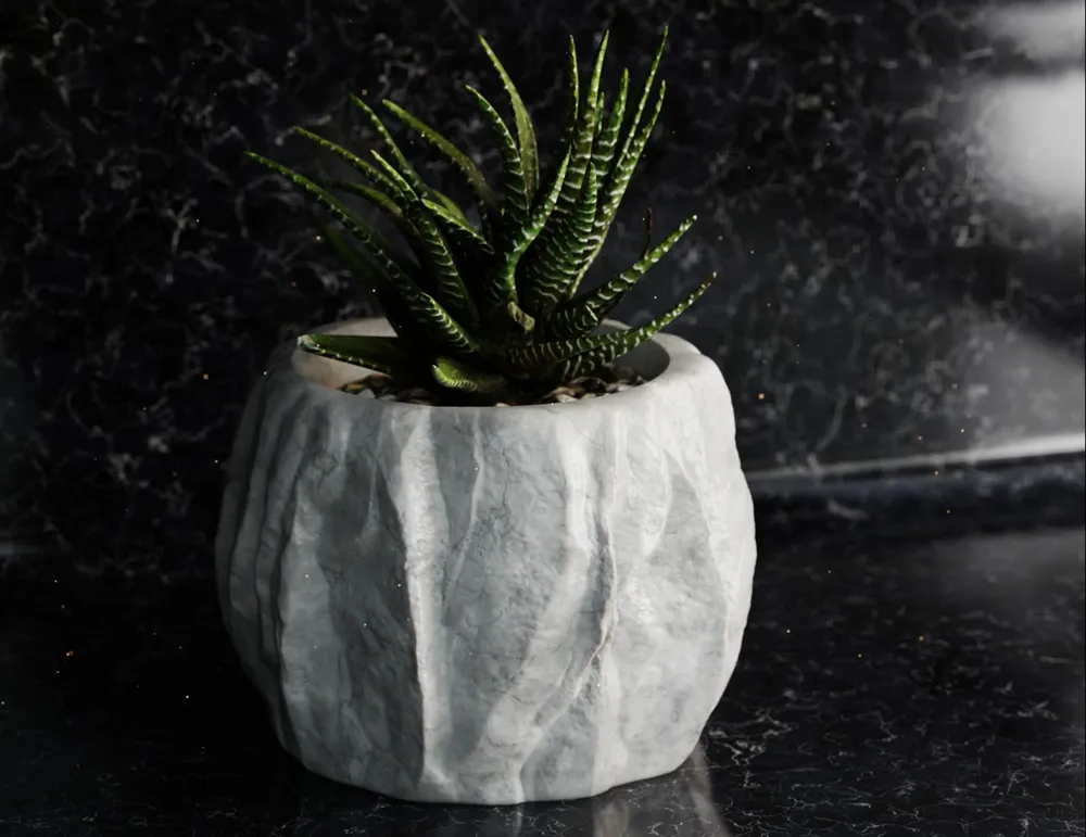 Rock flower pot 1 by uni3Dworld - MakerWorld