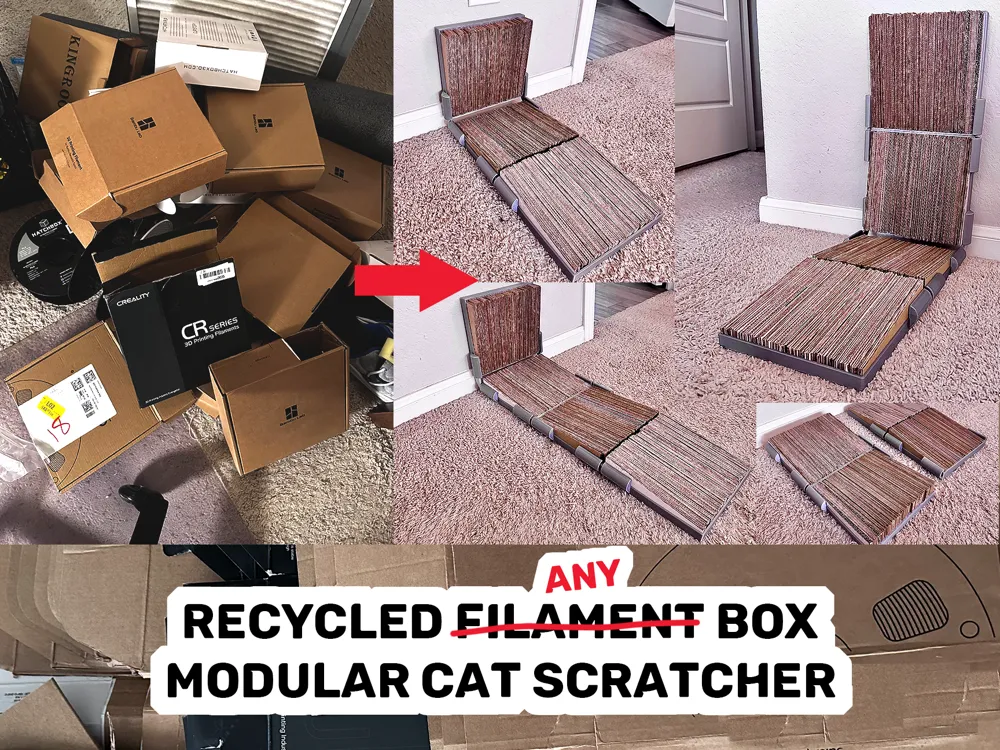 Modular Cat Scratcher - Recycled Filament Boxes by Tuny - MakerWorld