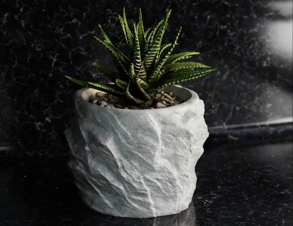 Rock flower pot 3 by uni3Dworld - MakerWorld