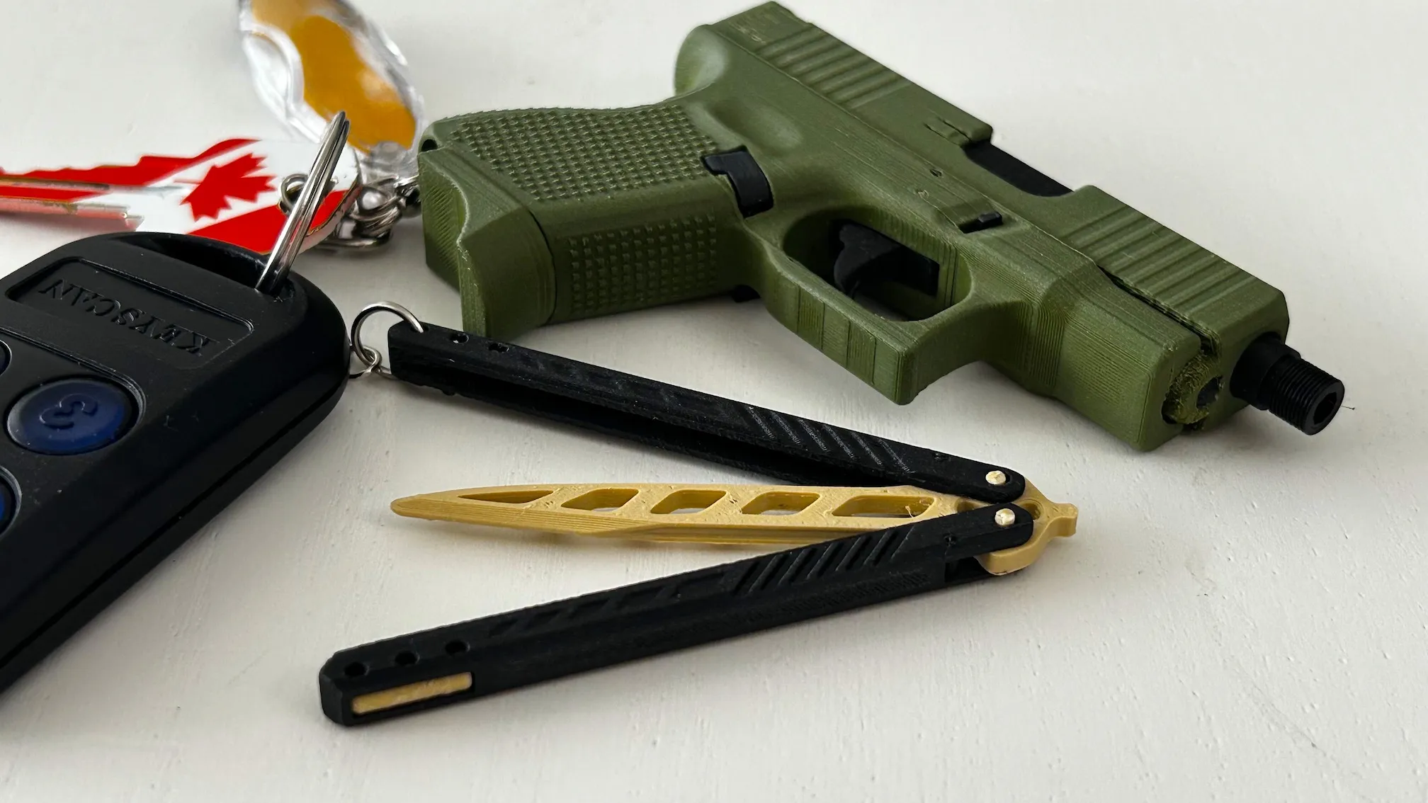 Fidget balisong butterfly knife keychain by iczfirz - MakerWorld