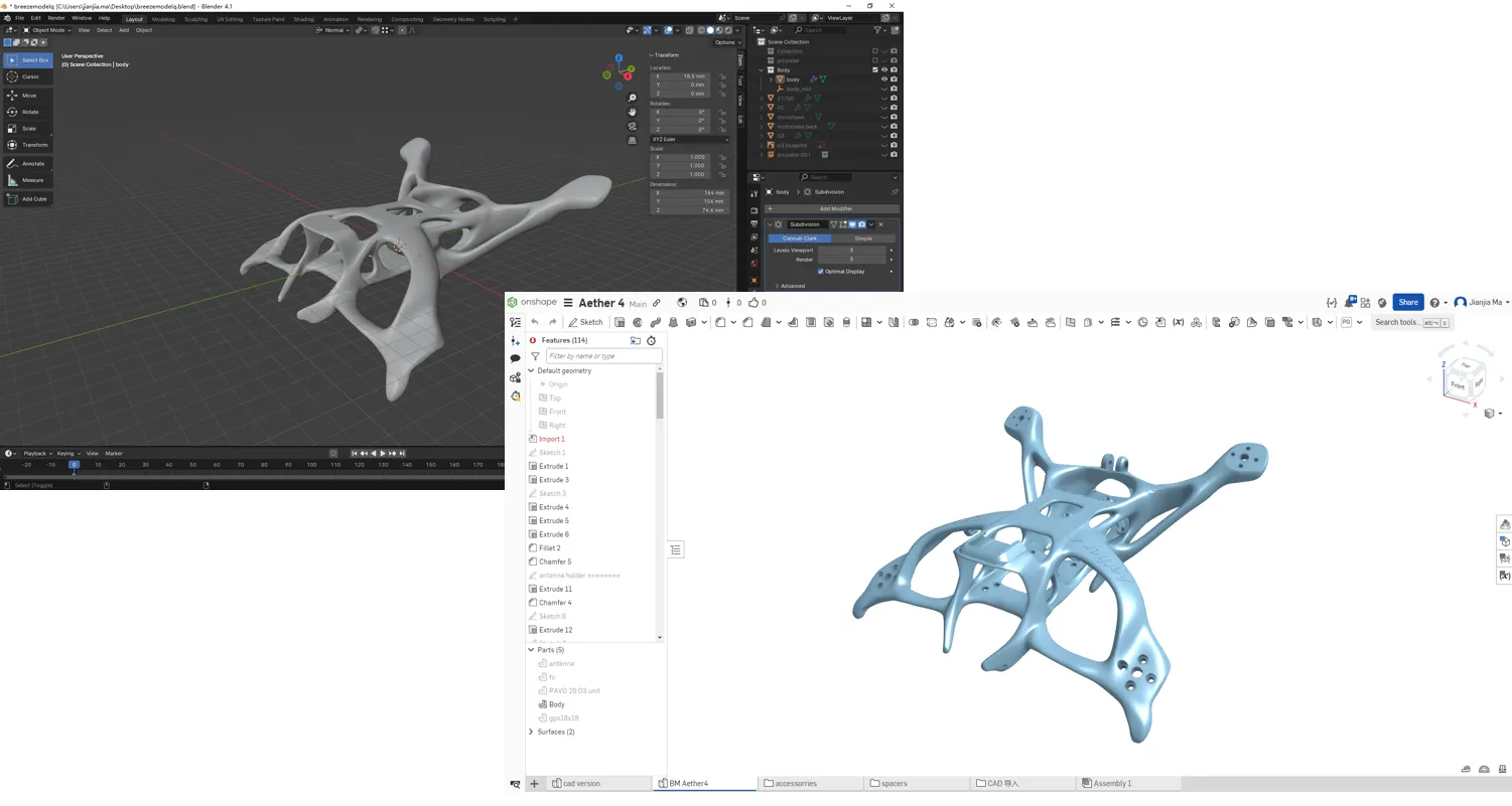 BM Aether 4 - The 4 inch unibody FPV drone frame by Dr. J. Ma ...
