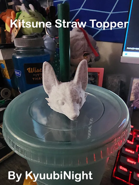 Kitsune Straw Topper by KyuubiNight MakerWorld: Download Free 3D Models