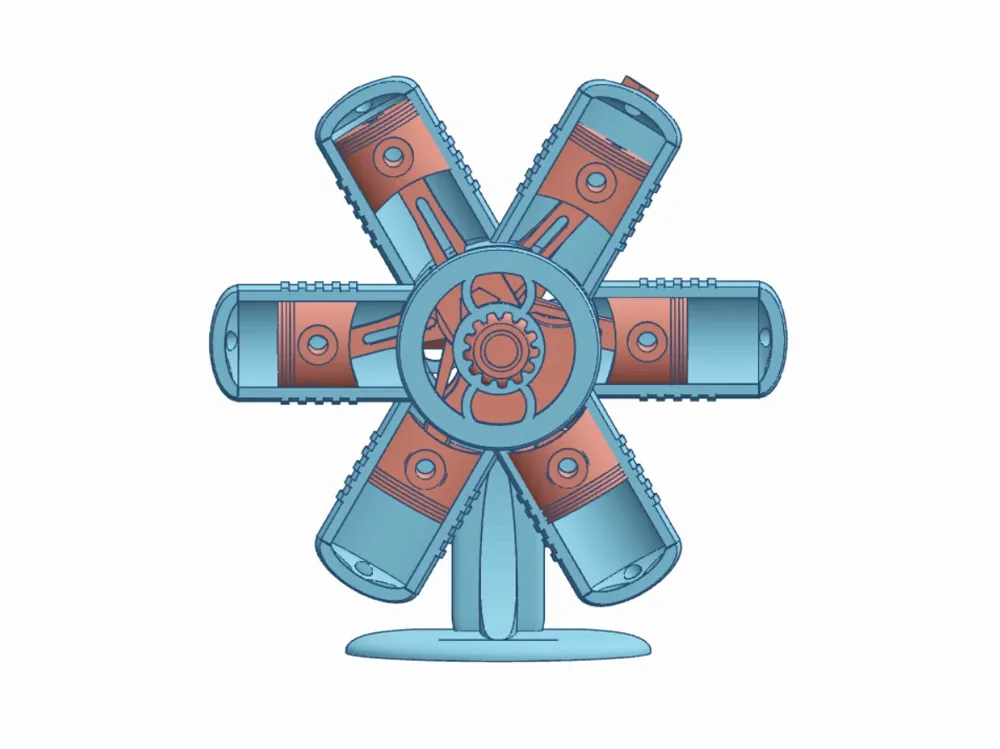 Double Row Radial Engine by Bootjevaarder - MakerWorld