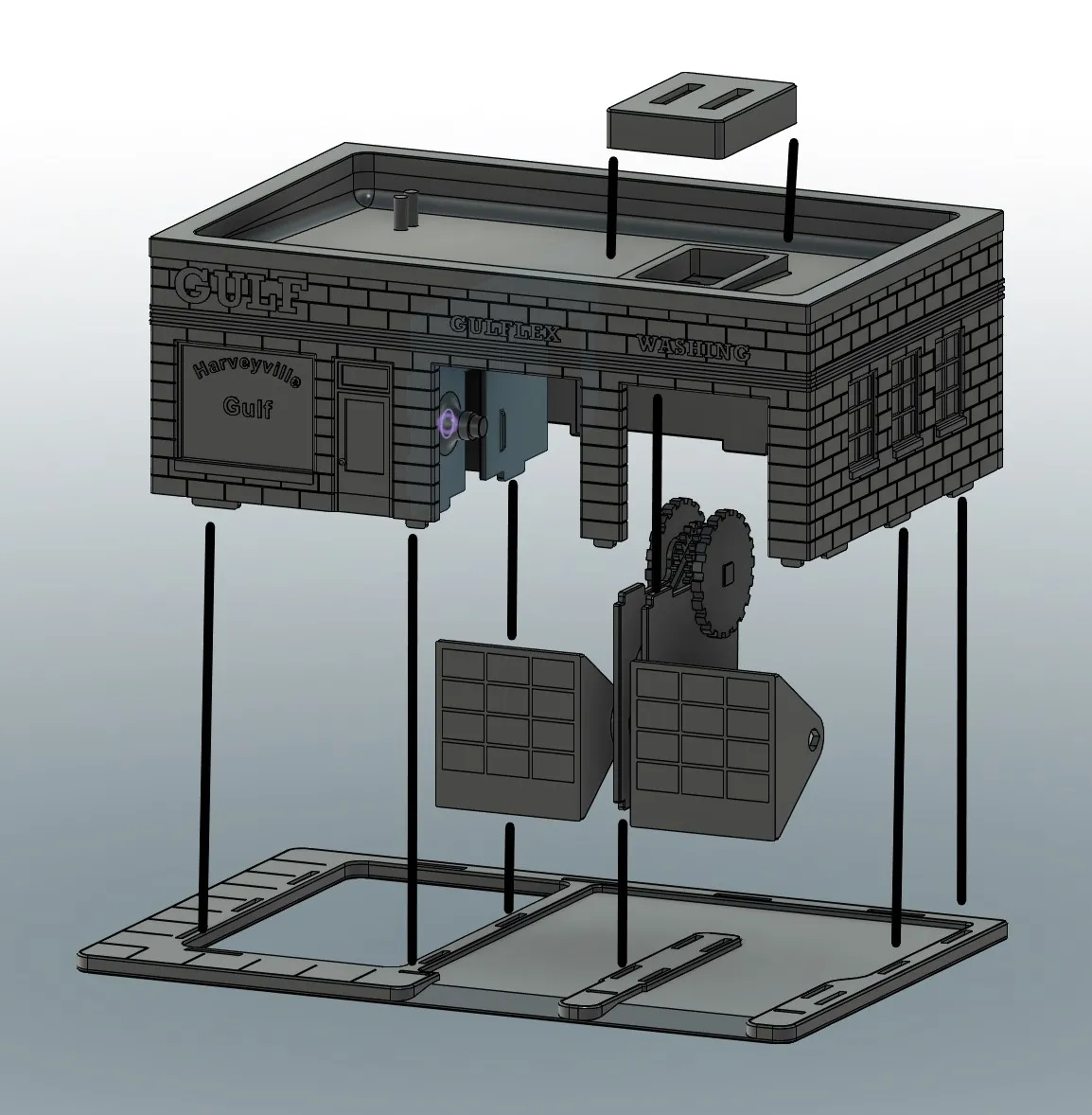 1/64 Scale Vintage Gulf Service Station by 3dEd MakerWorld: Download Free 3D Models