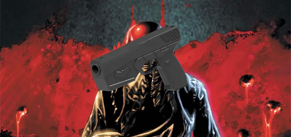 Red hood pistol prop with stand by TAH3DGeek - MakerWorld