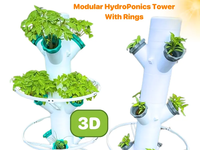 Hydroponics Tower With Rings by The Backyard Survivor - MakerWorld