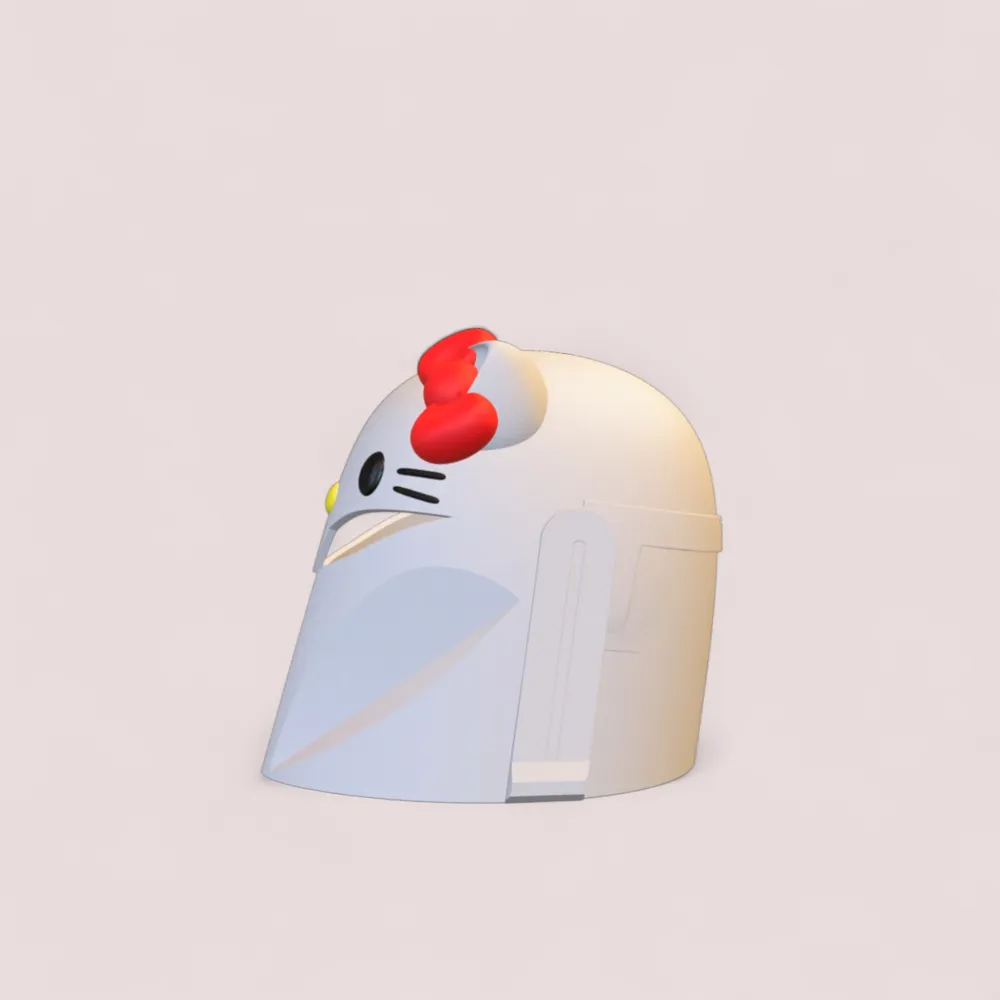 Hello Kitty Mandalorian Helmet by Tuki MakerWorld: Download Free 3D Models