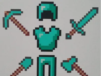 Minecraft diamond set by 3D Studio - MakerWorld