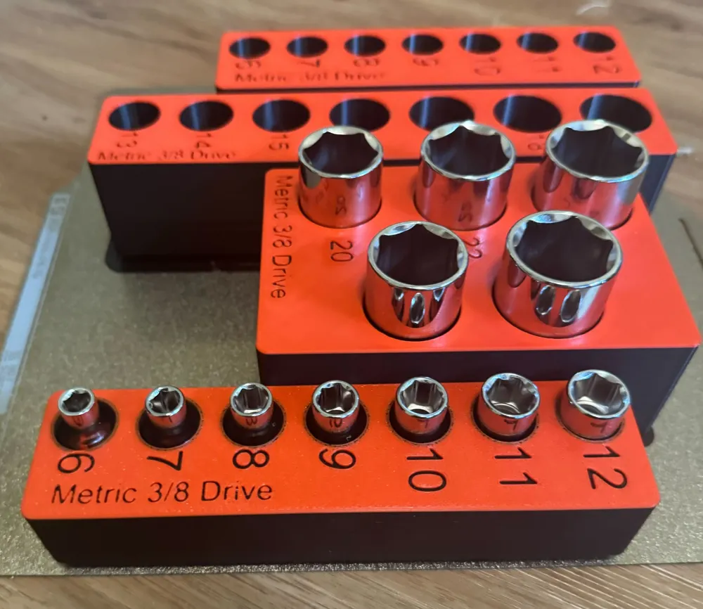 Gridfinity Tekton 3/8 Deep Socket 6mm-24mm holder Remixed by ender341 ...