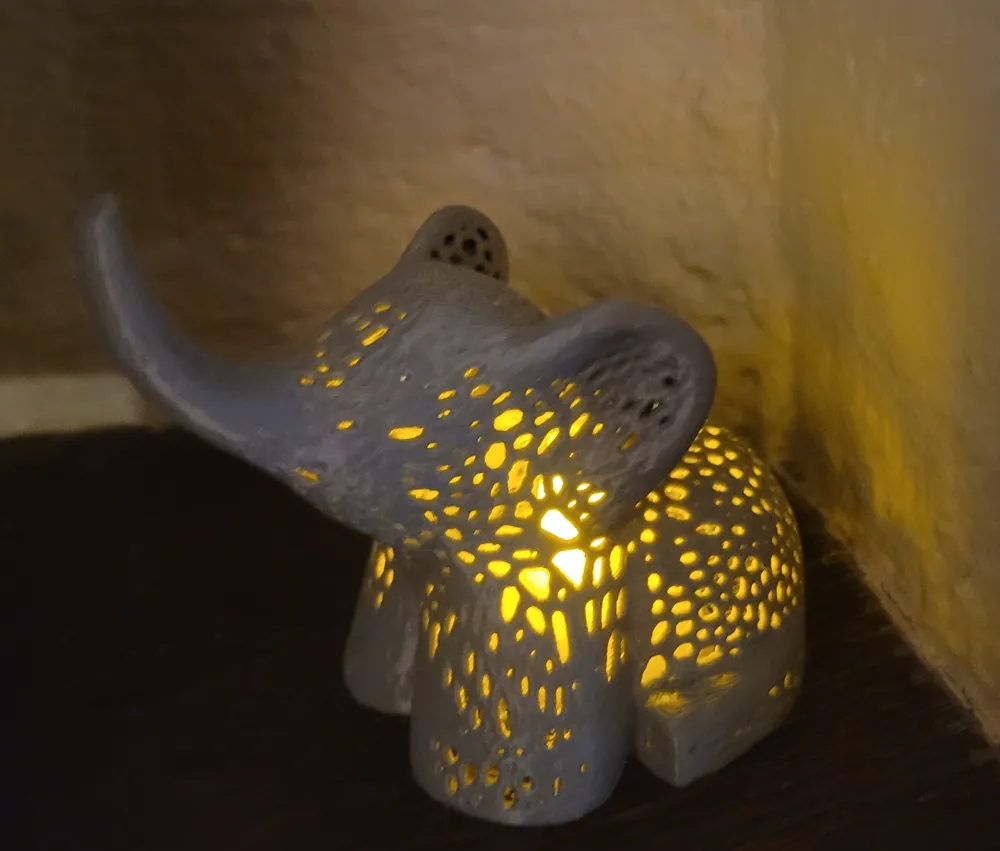 Voronoi Elephant Tea Light Remixed by Crafty Prints MakerWorld ...