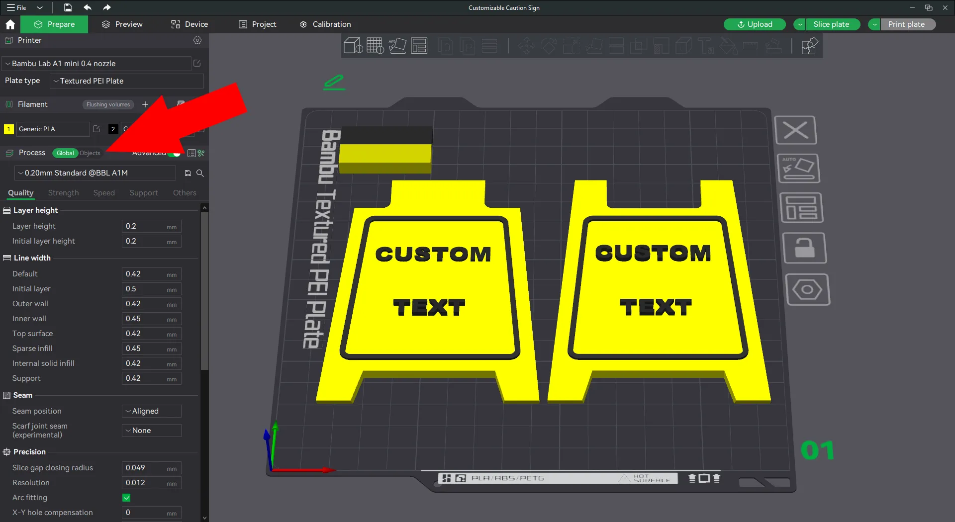 Customizable caution sign by extrakaeseMakerWorld: Download Free 3D Models