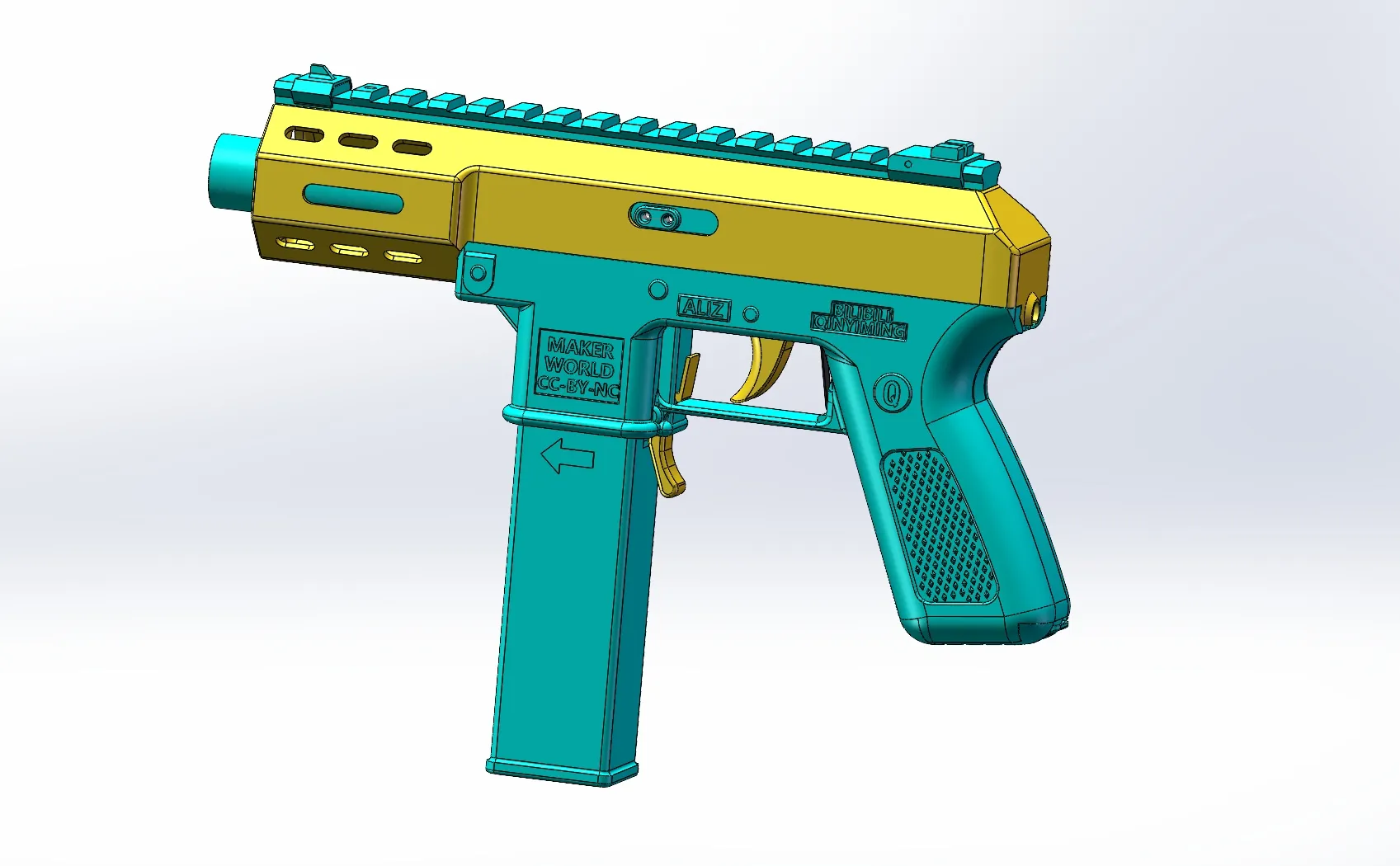 TEC-9 / T-15 water toy gun by QYM 3D 脑洞造物秦一鸣 MakerWorld: Download Free ...