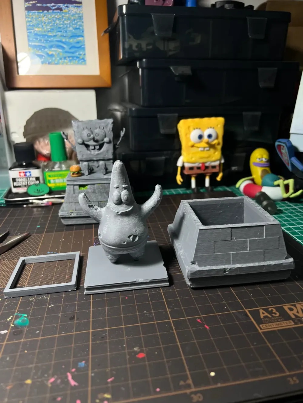 Spongebob and Patrick Star Stone Sculpture/Storage Box by CC - MakerWorld