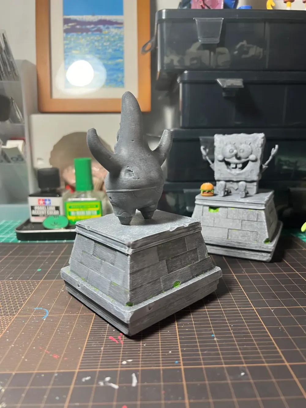 Spongebob and Patrick Star Stone Sculpture/Storage Box by CC - MakerWorld