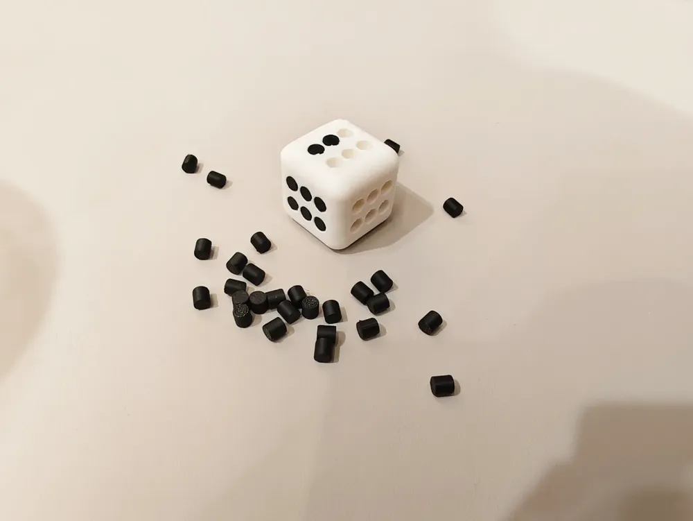 Dice! The pips are also printed, feel free to color them yourself, very ...