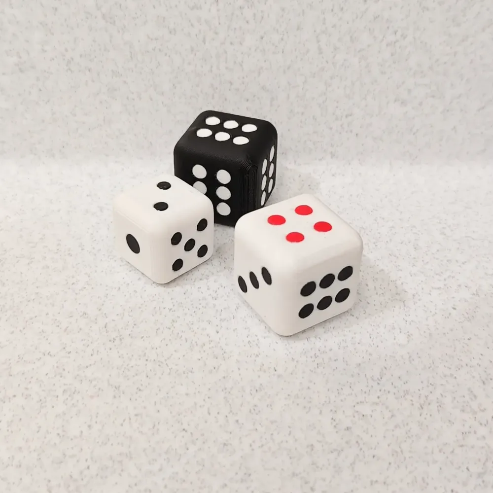 Dice! The pips are also printed, feel free to color them yourself, very ...