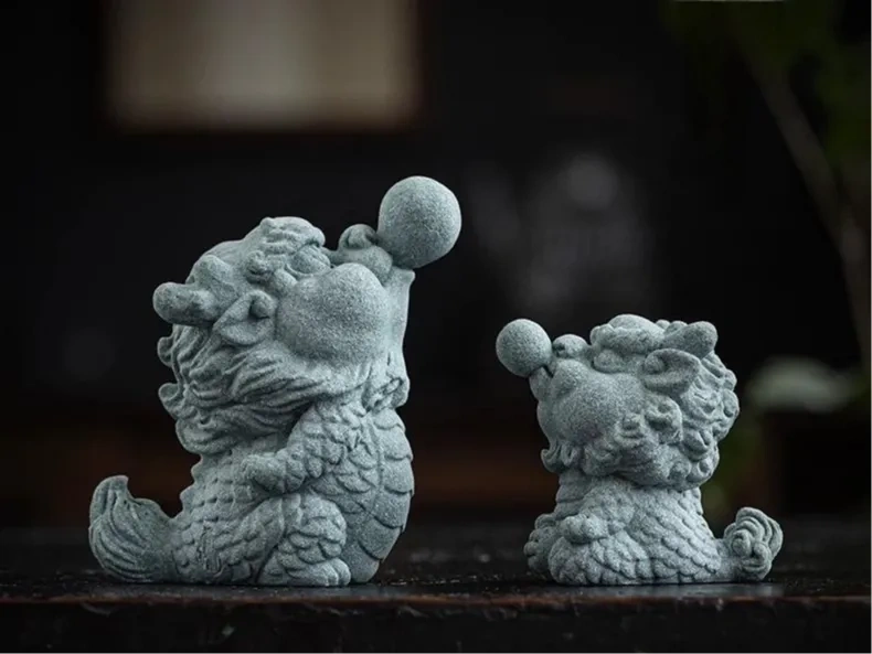 Chinese Style [Gazing Moon Pixiu & Seated Pixiu] Desktop Ornaments ...