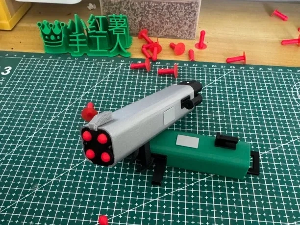 Toy Quad Rocket Launcher (Rubber Band Powered) by 小红薯手工人 - MakerWorld
