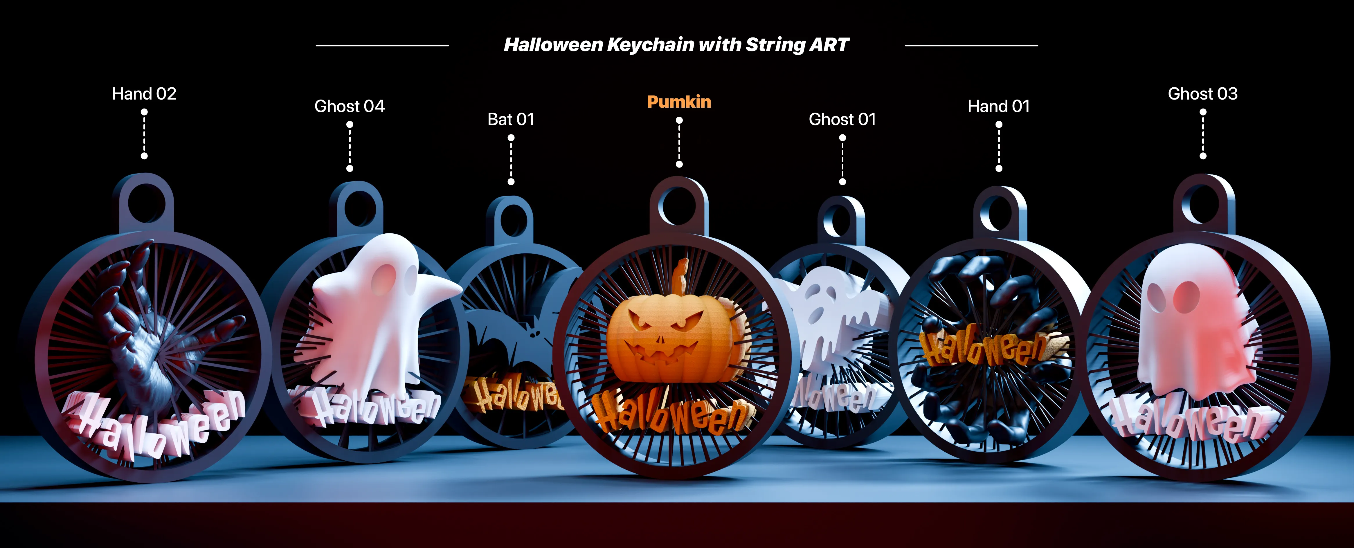 Halloween Keychain_Ghost_String ART by A_ilterish MakerWorld: Download ...