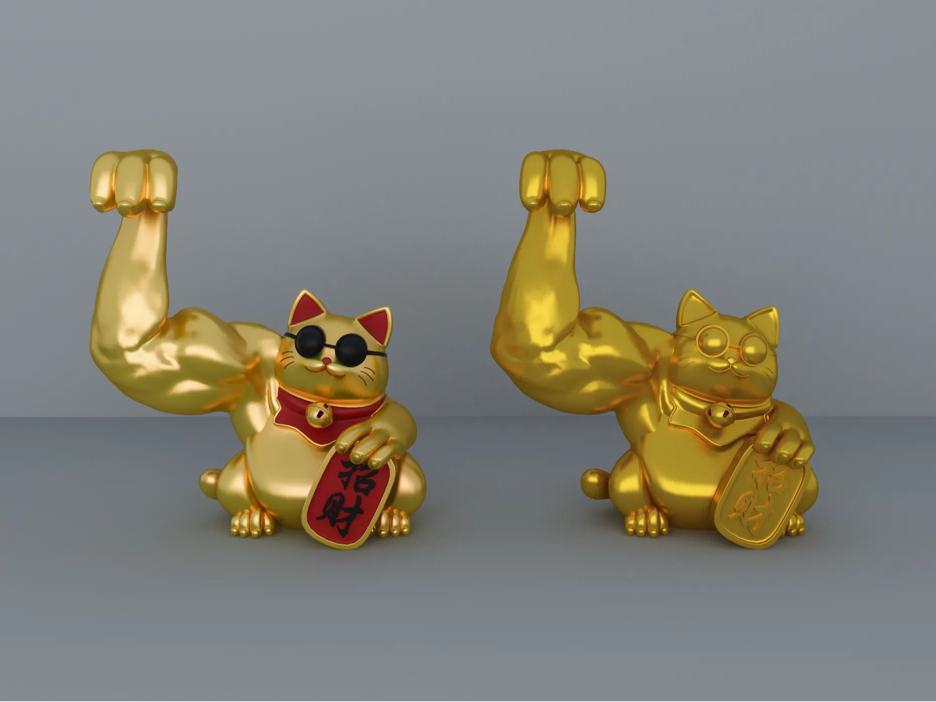 Muscular Lucky Cat by 为也创客 - MakerWorld