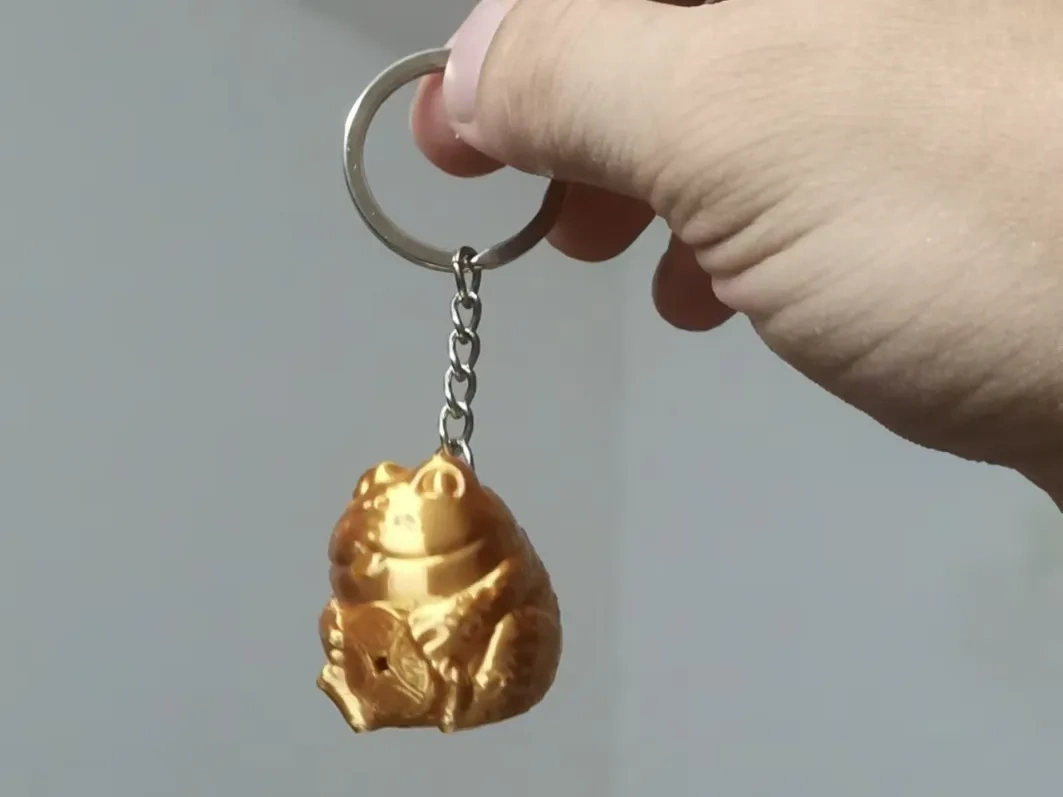 Golden Toad Holding Copper Coins Keychain by Jennifer - MakerWorld