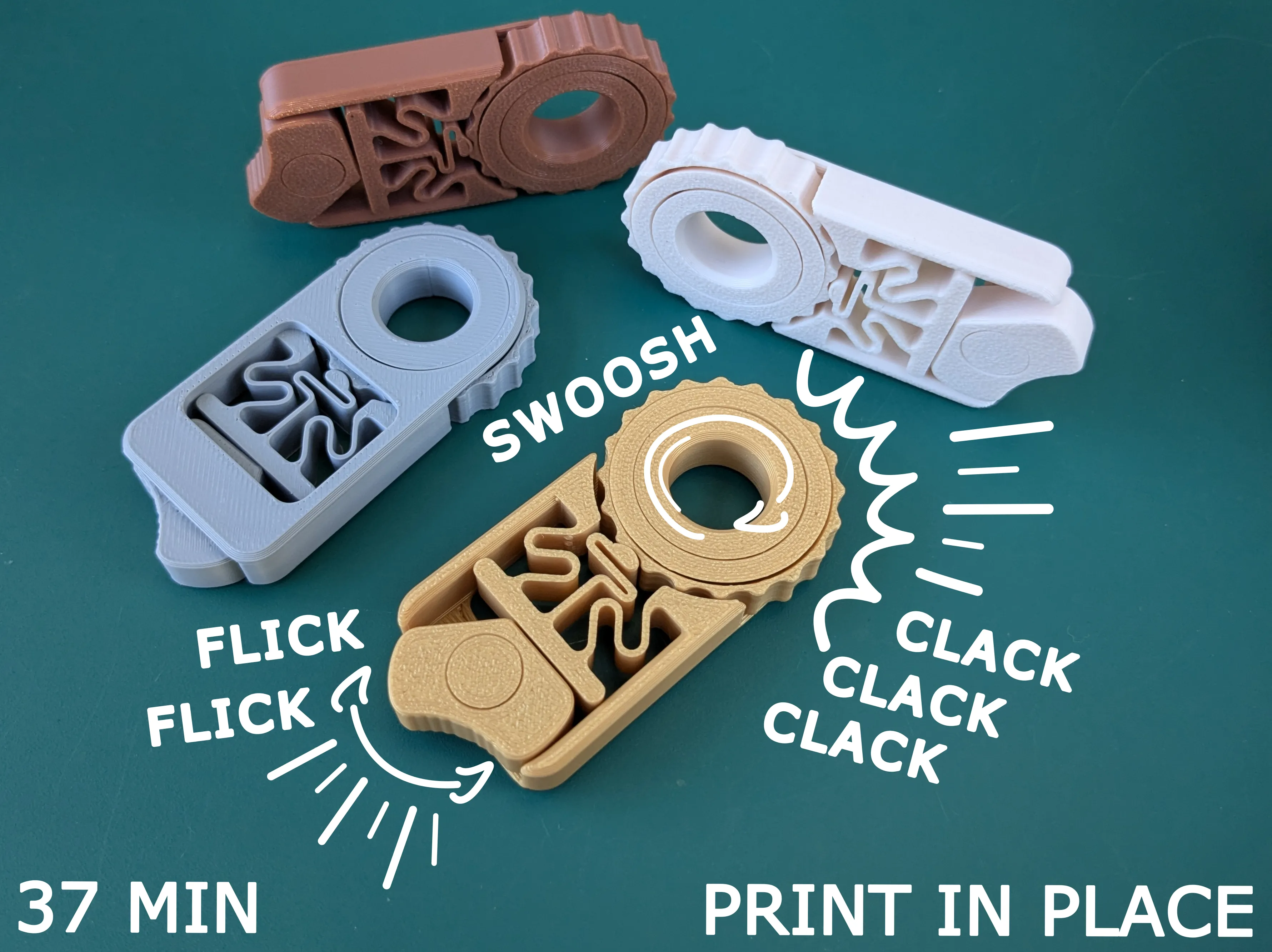 Fidget Click Flick Swoosh - Print in place! by Louis - MakerWorld