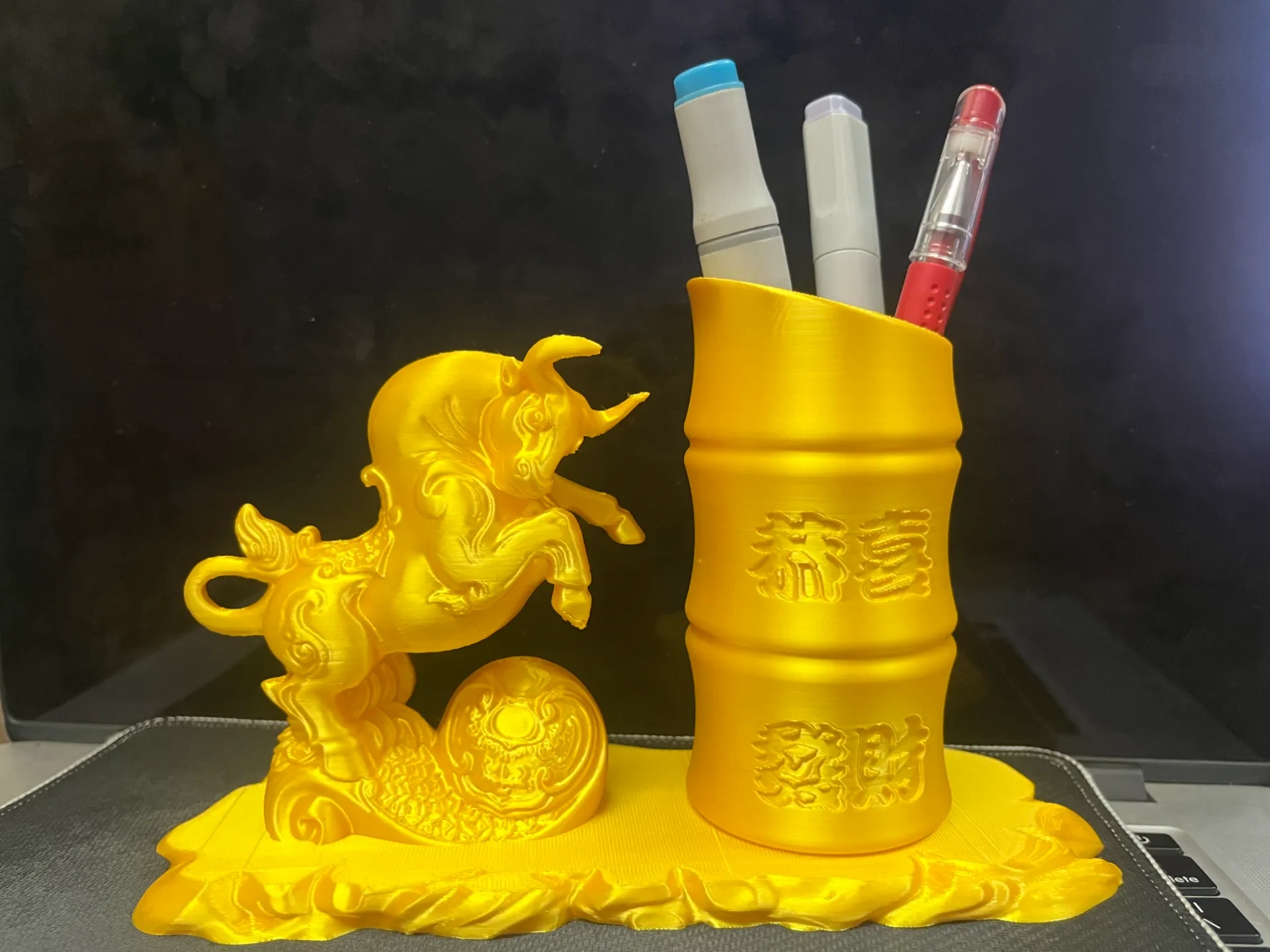 Bull Fortune Pen Holder Ornament by user_3036125594 - MakerWorld