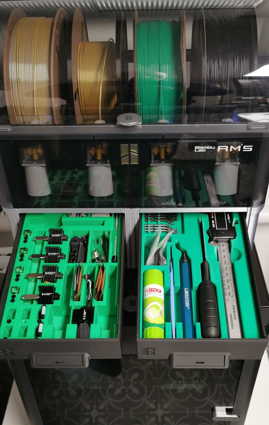 P1S long Drawer Insert AMS Stand for Hotends Remixed by HaVaNa - MakerWorld