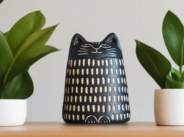【Cat Coin Bank】Black Cat White Cat Modern Art Second Dimension ...