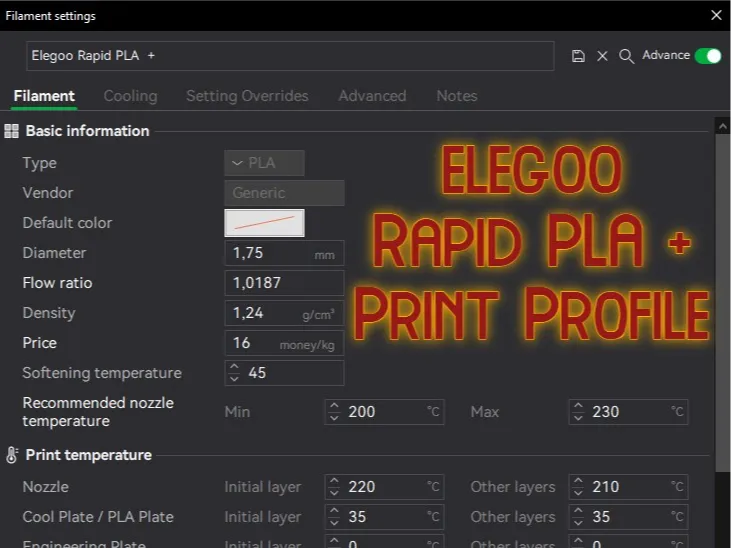 Elegoo Rapid PLA + Print Profile by zan.kostas - MakerWorld