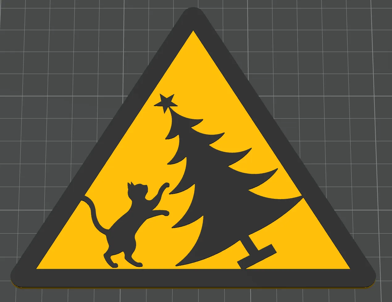 Cat knocking over Christmas tree warning sign by cwurm MakerWorld ...
