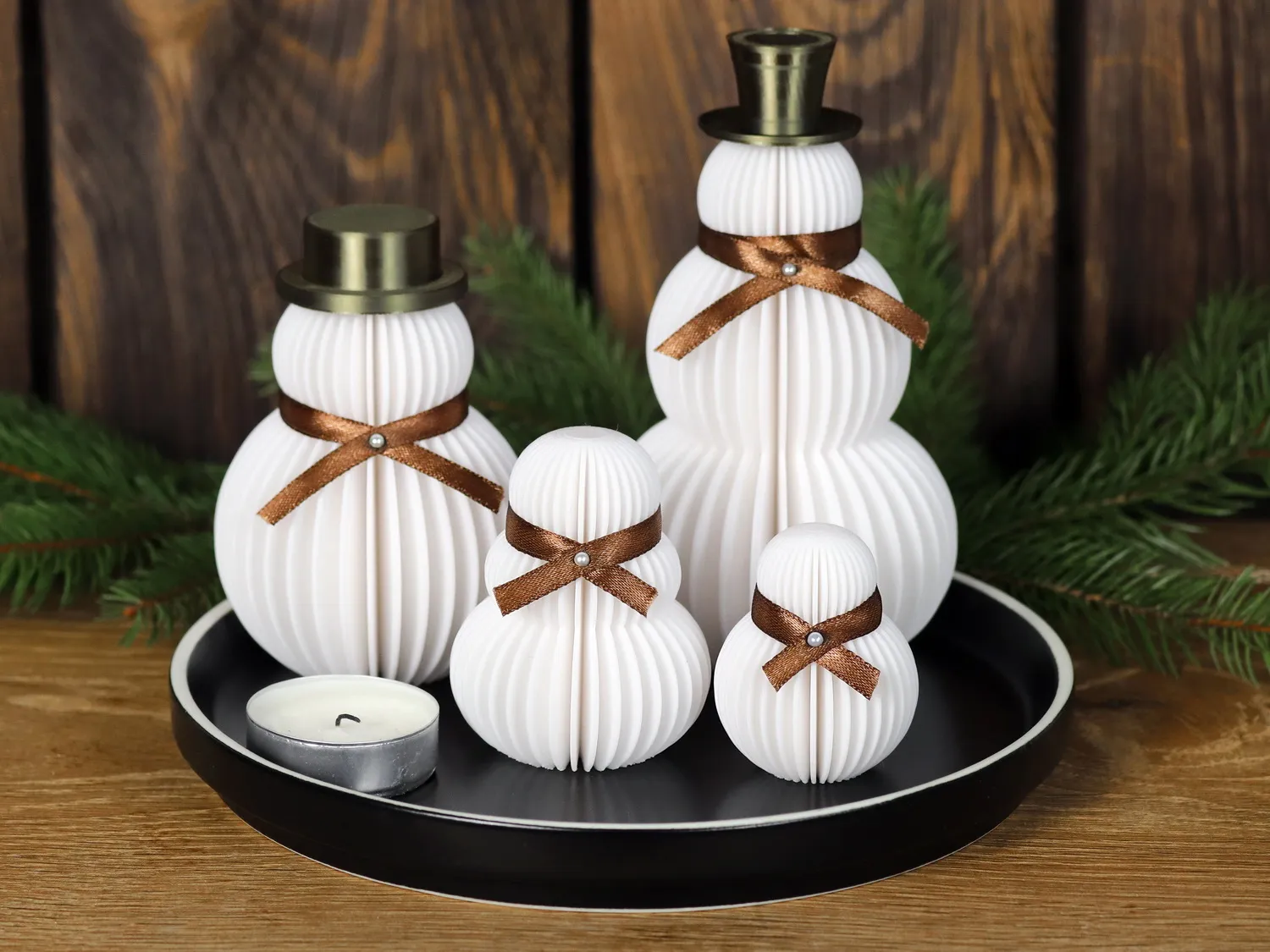 Paper Snowman Family: Elegant Winter Decor by Johnny_Bit MakerWorld: Download Free 3D Models