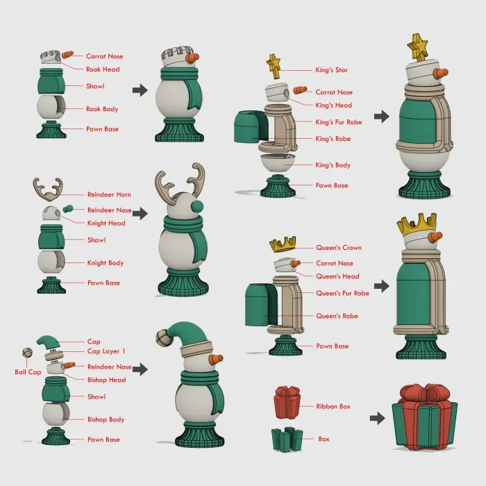 Christmas Chess - Free 3D Print Model - MakerWorld