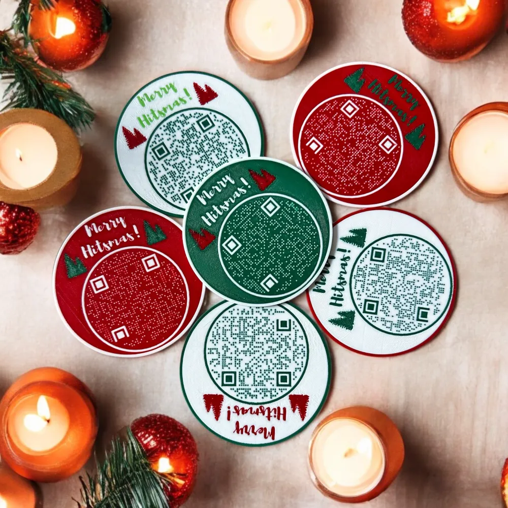 Merry HITSmas Pop Christmas Song QR code Coasters by gravebrat - MakerWorld