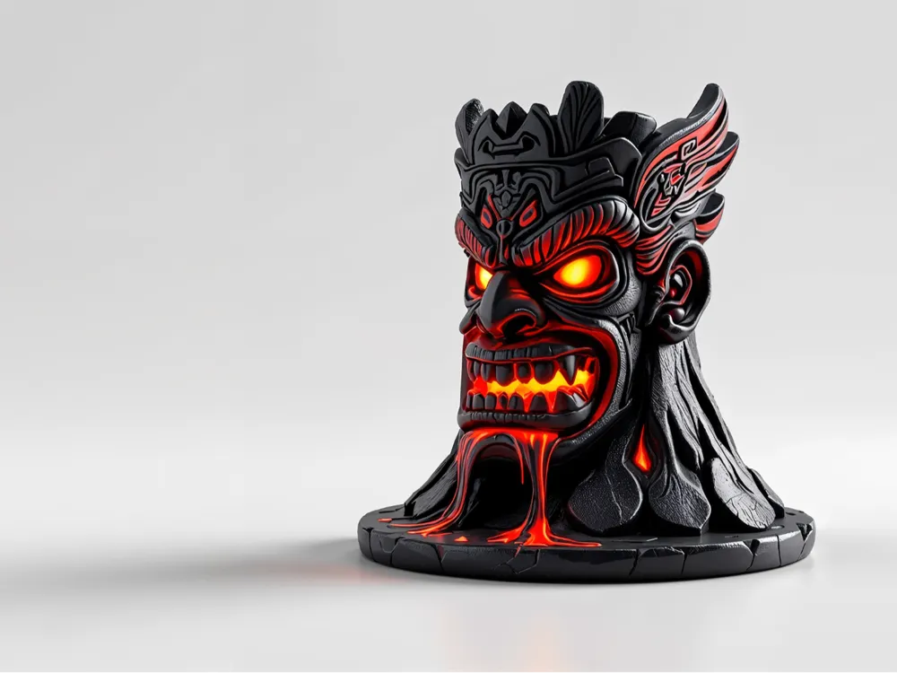 Tiki Volcano Sculpture - 3D Model (Unprinted) by omri 3dons - MakerWorld