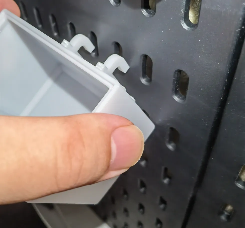 Modular storage box, compatible with various pegboards, can also be ...