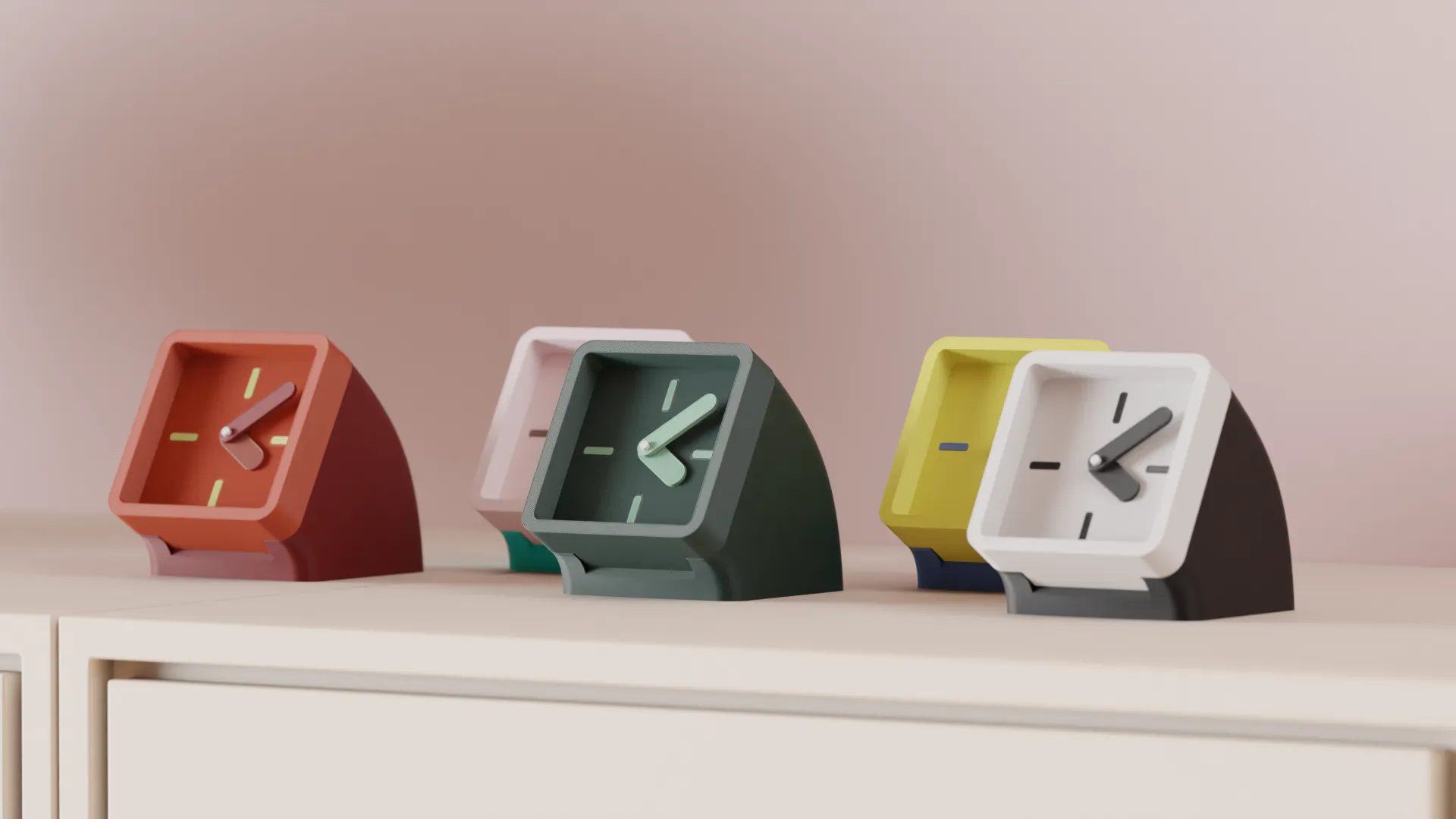 Modern Desktop Clock. Minimalist folded design - Free 3D Print Model ...
