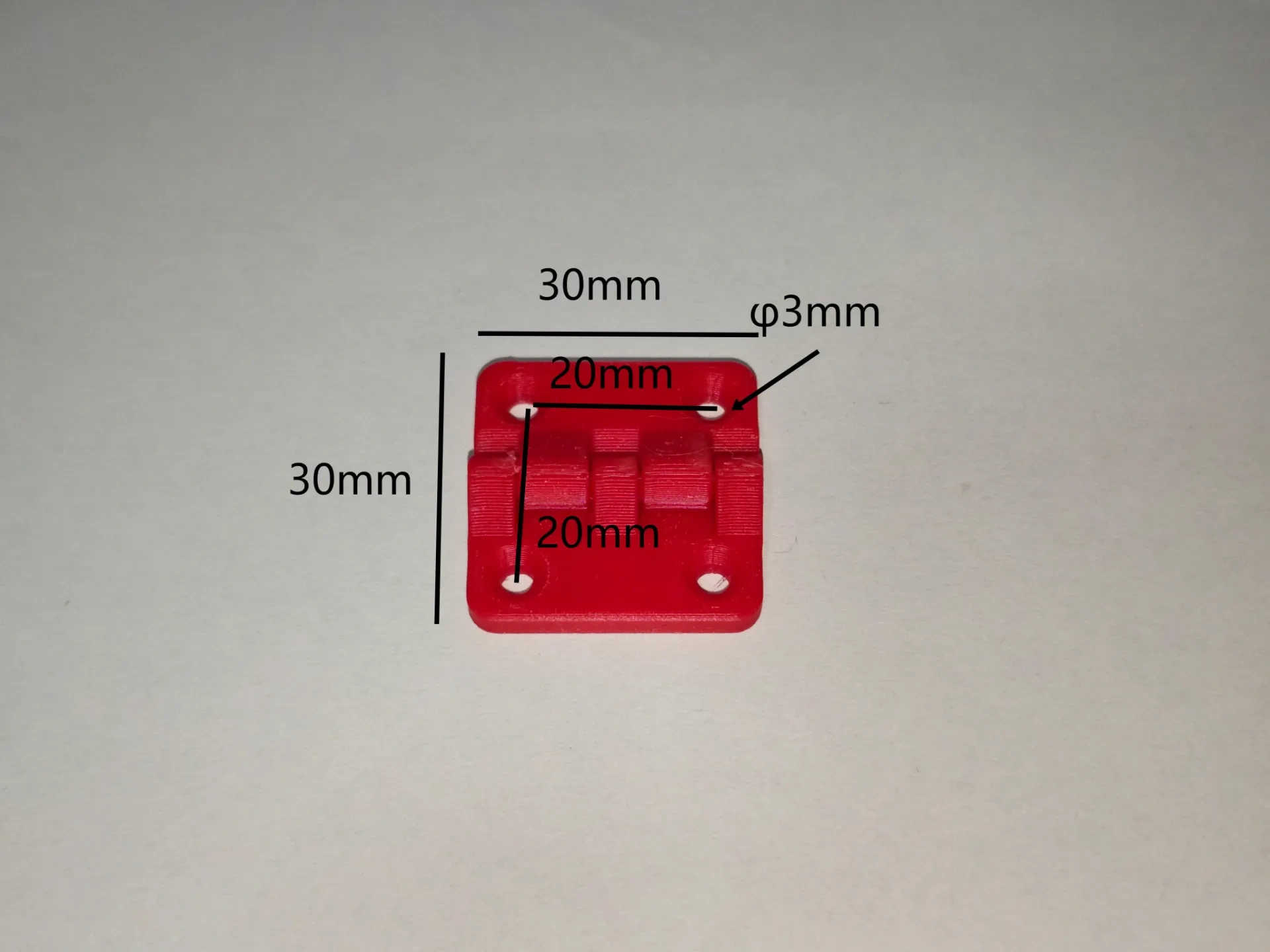 Hinge (Dimensions: 30*30mm Hole Spacing: 20*20mm Bore: 3mm) by 夏至 ...