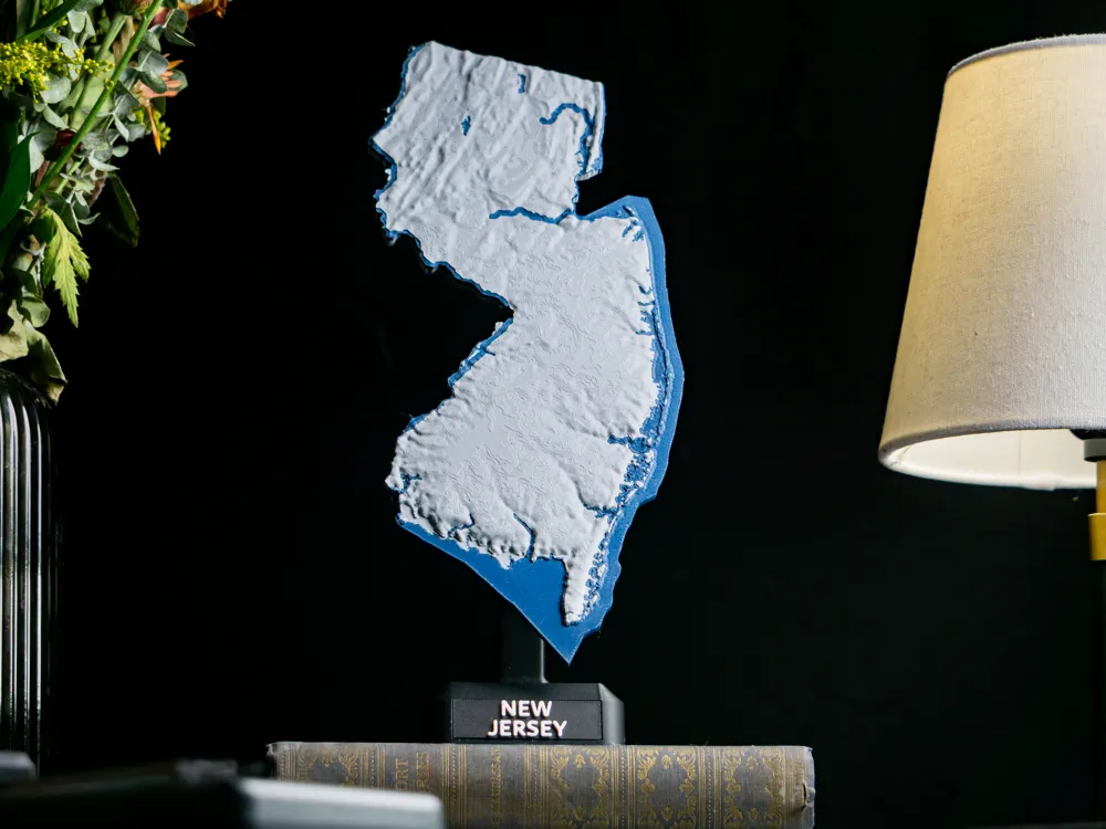 New Jersey, USA (NJ) Topographic Map with Rivers - Free 3D Print Model ...