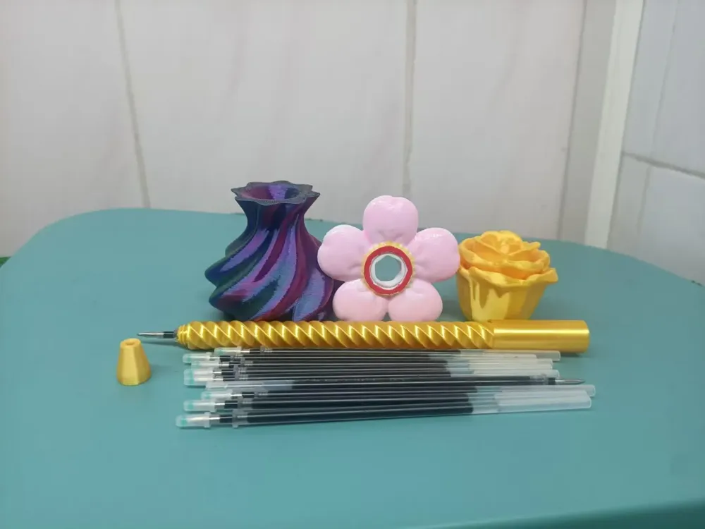 Rose Flower Rotating Pen Vase Fidget Spinner - Free 3D Print Model ...