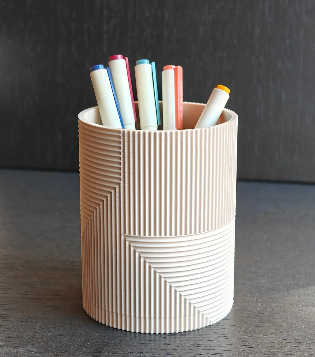 Textured Ripple Pen Holder by user_2356385885 - MakerWorld