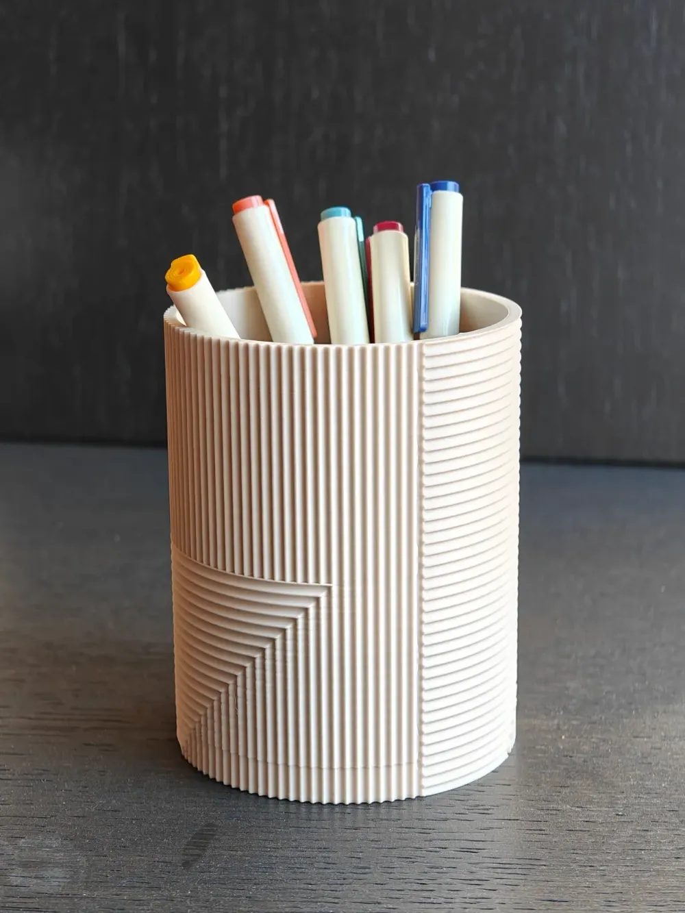 Textured Ripple Pen Holder by user_2356385885 - MakerWorld