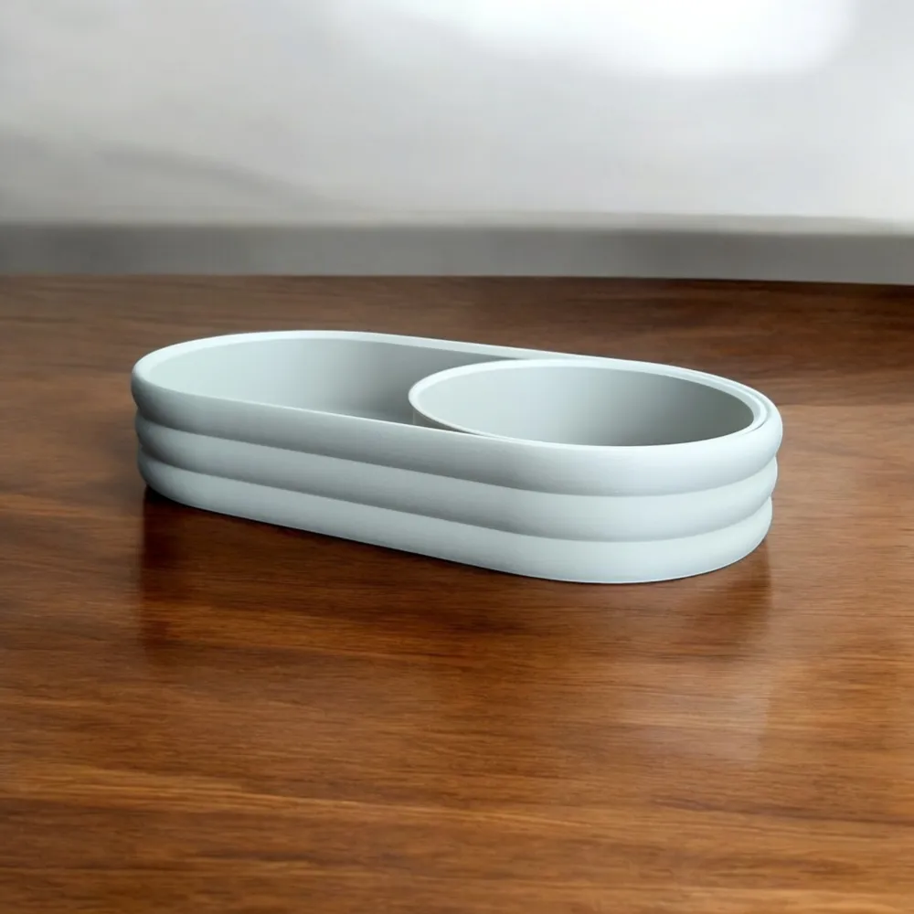 Modern Mid-Century Tray with sliding Coin Bowl by Deltaprints - MakerWorld